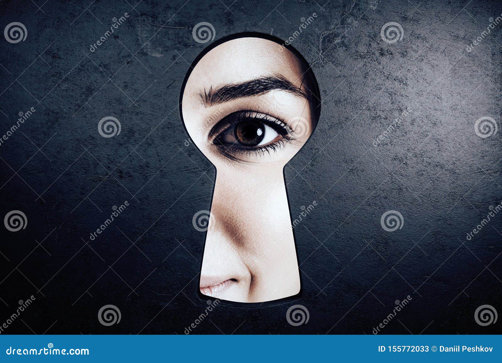 Female eye in keyhole stock image. Image of creative - 155772033