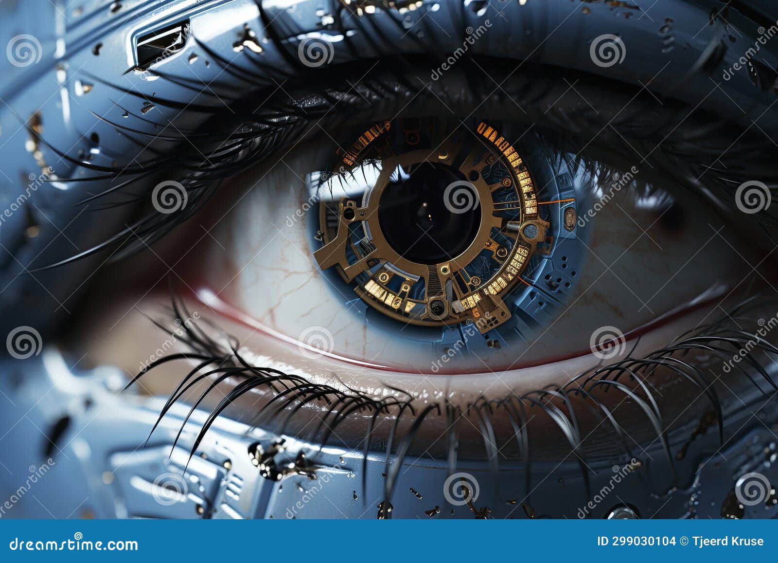 Female Eye with Overlay of Printed Circuit Board. Concepts of ...