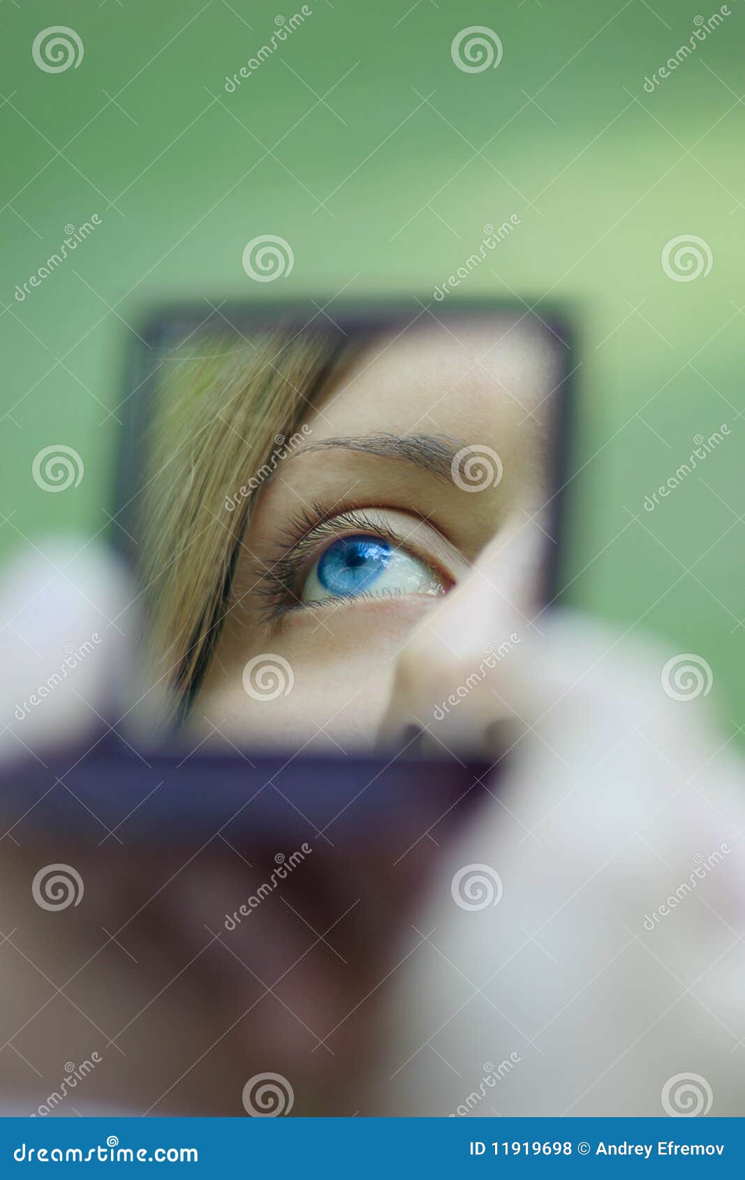 Female Eye Reflected in a Pocket Mirror Stock Photo - Image of beauty ...