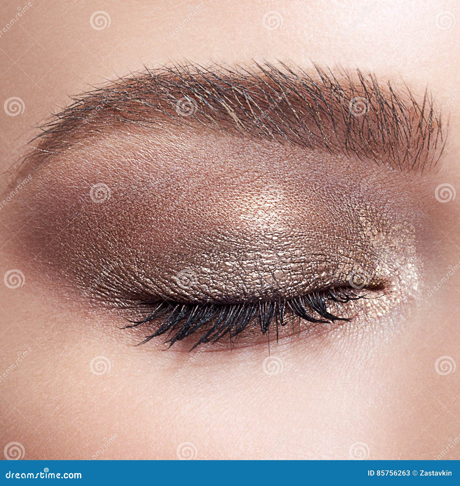 Female Eye Zone and Brows with Day Makeup Stock Image - Image of ...