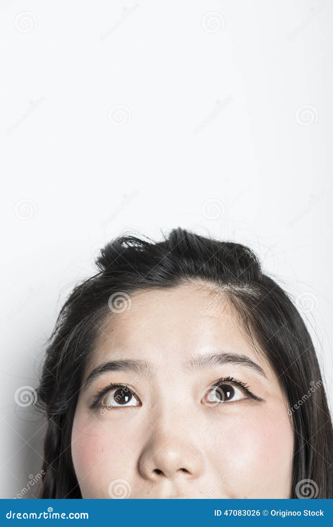 Female Eyes Looking Up - Over a White Background Stock Photo - Image of ...