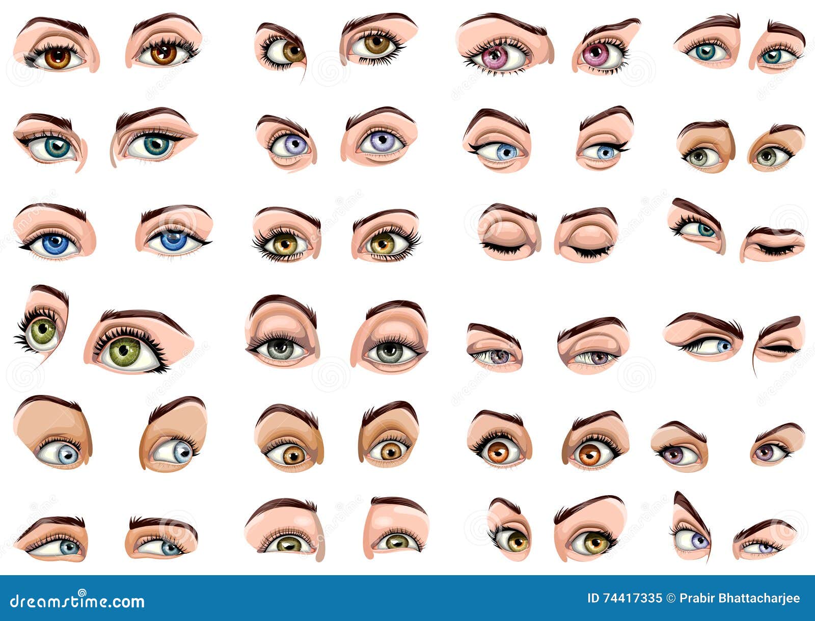 Female Eyes Showing Different Expressions Stock Vector - Illustration ...