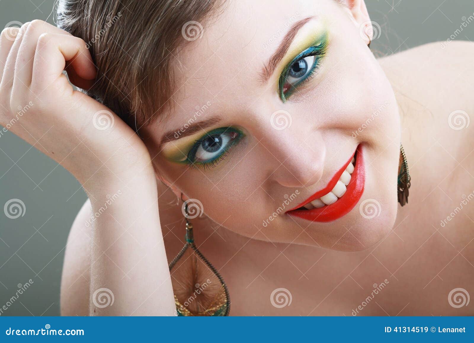 Female Face with Colorful Make-up Stock Image - Image of attractive ...