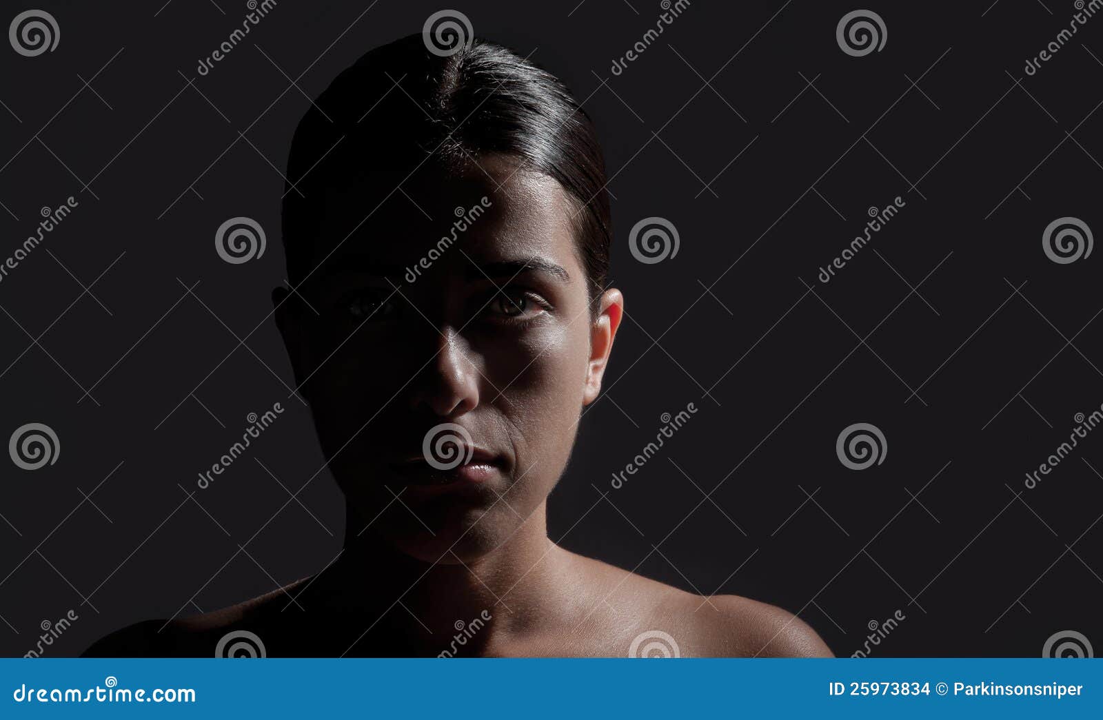 Female Face on Dark Background Stock Photo - Image of emotion, human ...