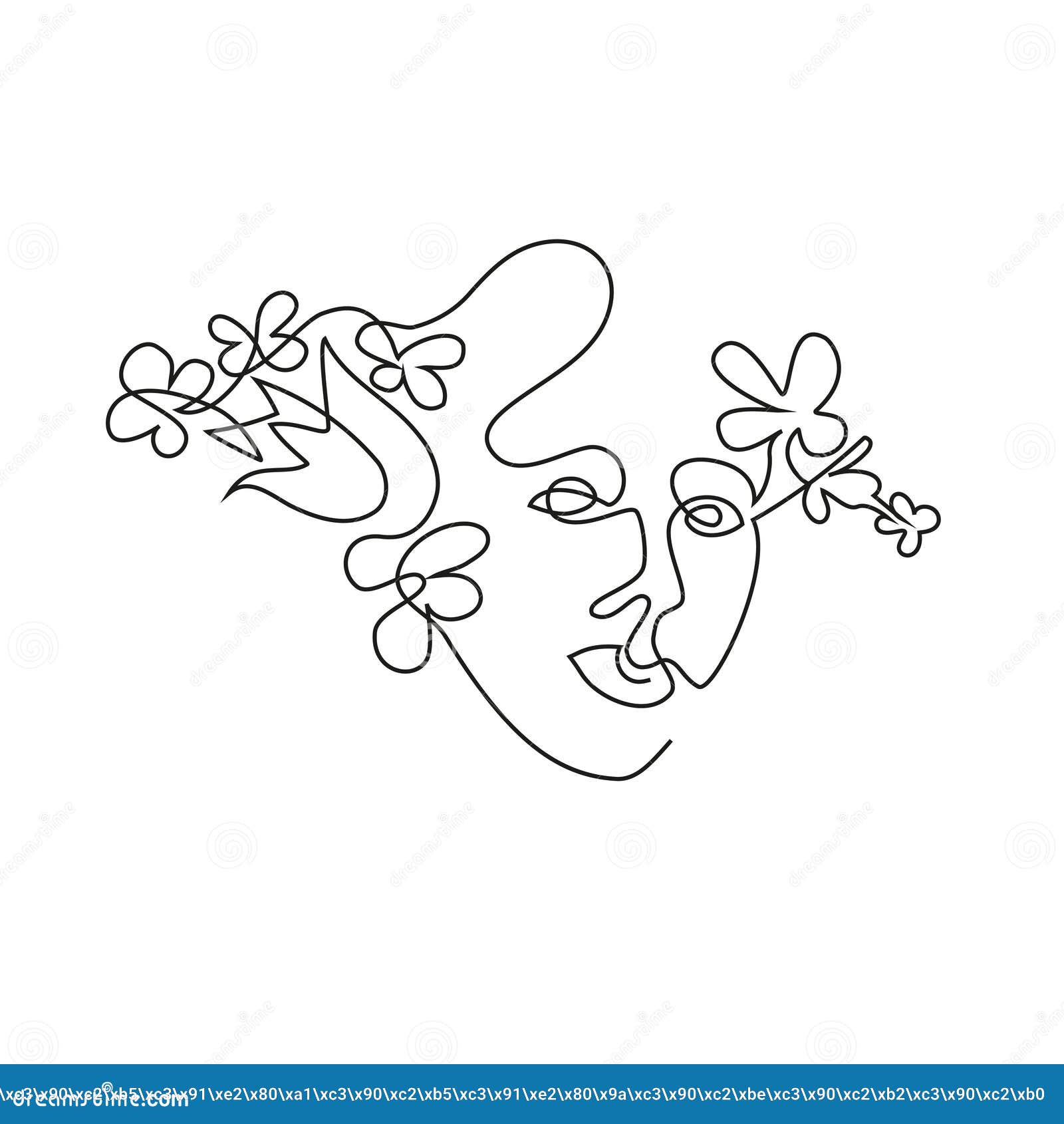 Female Face Drawn In One Line Continuous Line Vector Illustration In