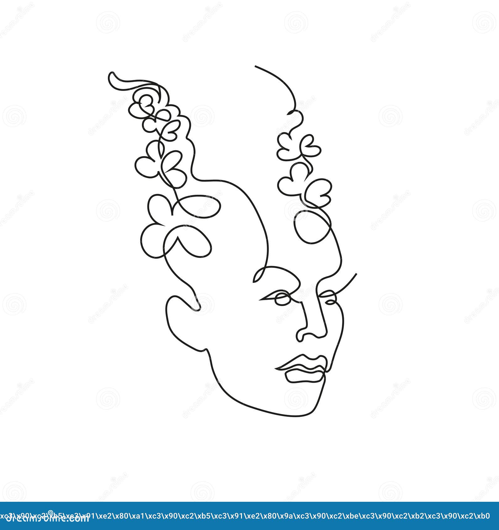 Female Face Drawn In One Line Continuous Line Vector Illustration In