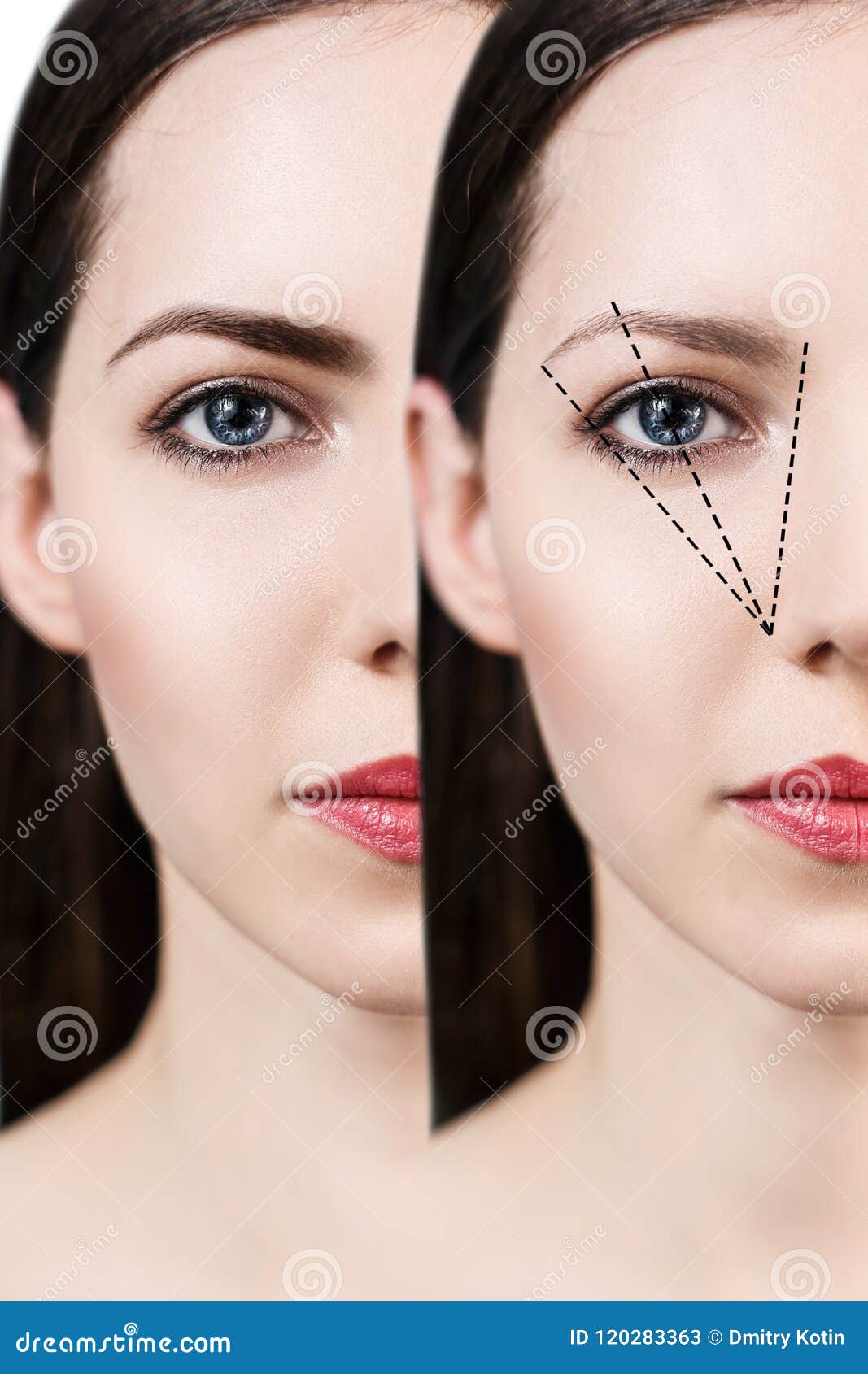 Female Face before and after Eyebrows Correction. Stock Image - Image ...