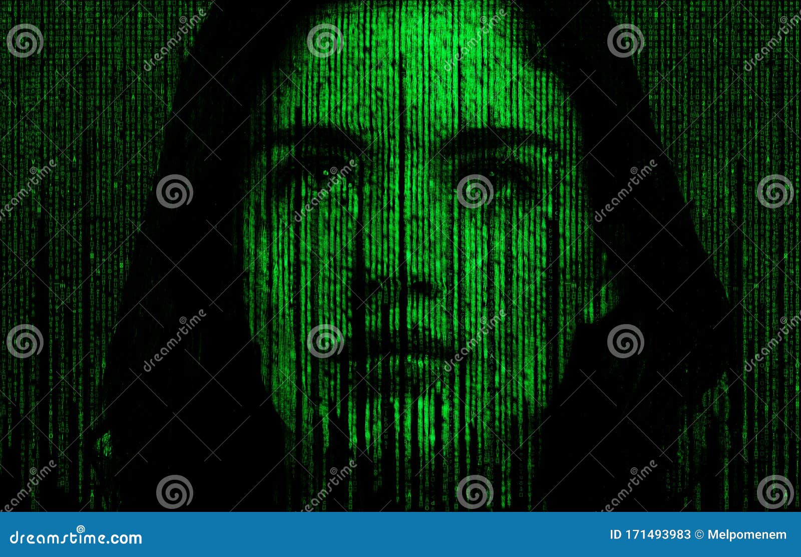 Female Face with Matrix Digital Numbers Artifical Intelligence AI Theme ...