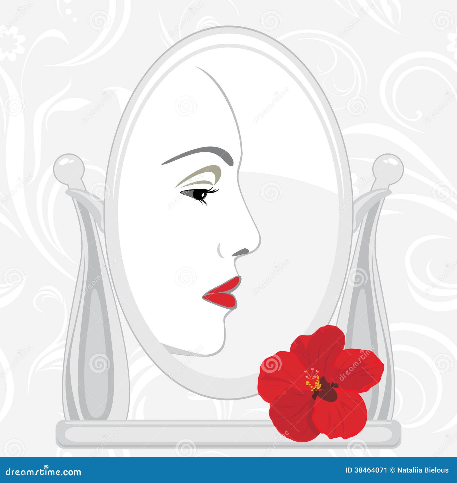 Female face in mirror stock vector. Illustration of decorative - 38464071