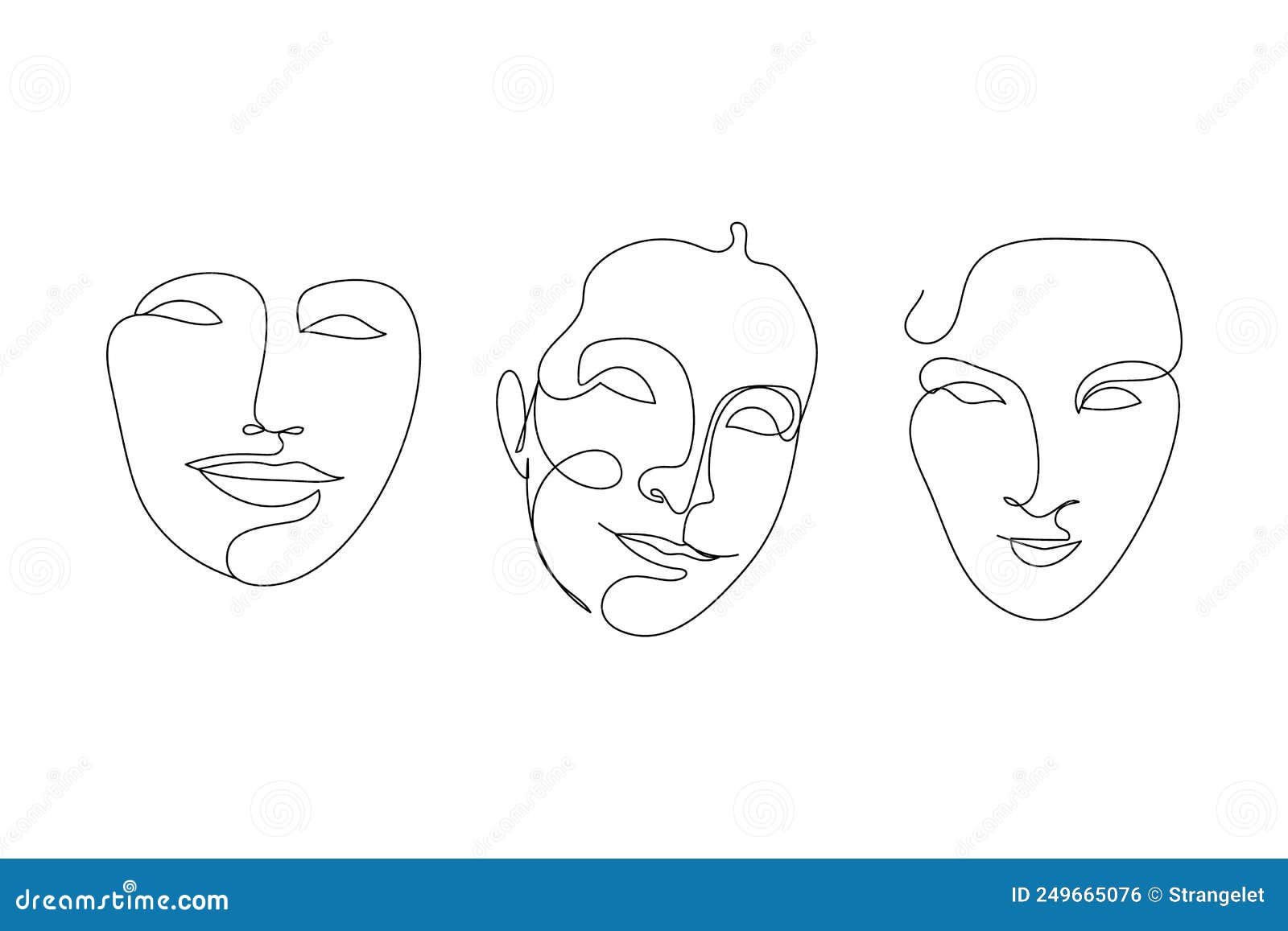 Female Face One Single Line Drawings Stock Vector - Illustration of ...