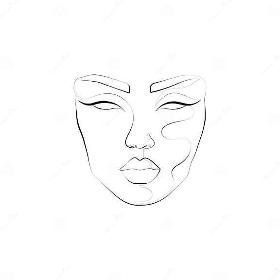Female Face Print Abstract Female Face Print Printable One Line