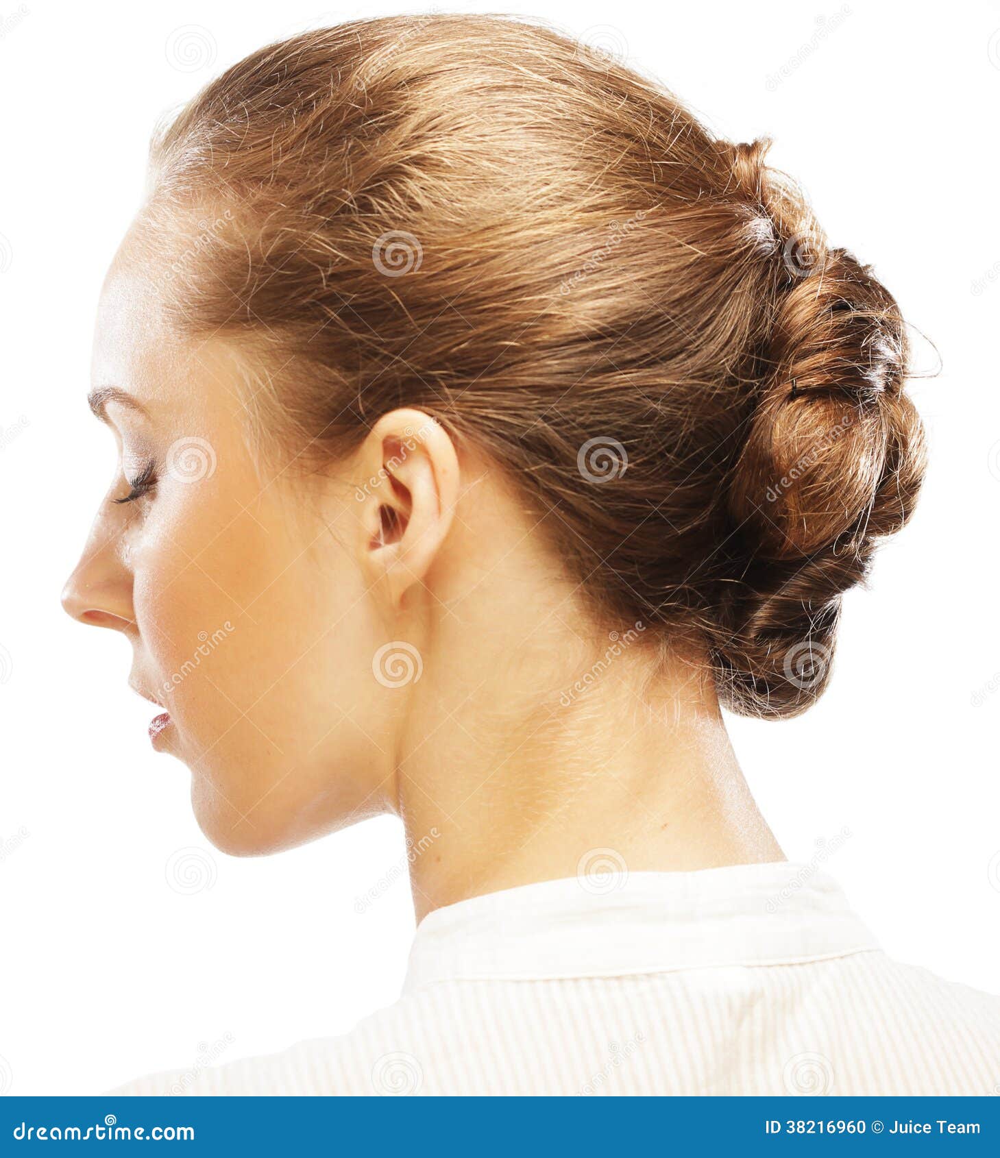 Female Face in Profile with Makeup and Hairstyle Stock Photo - Image of ...