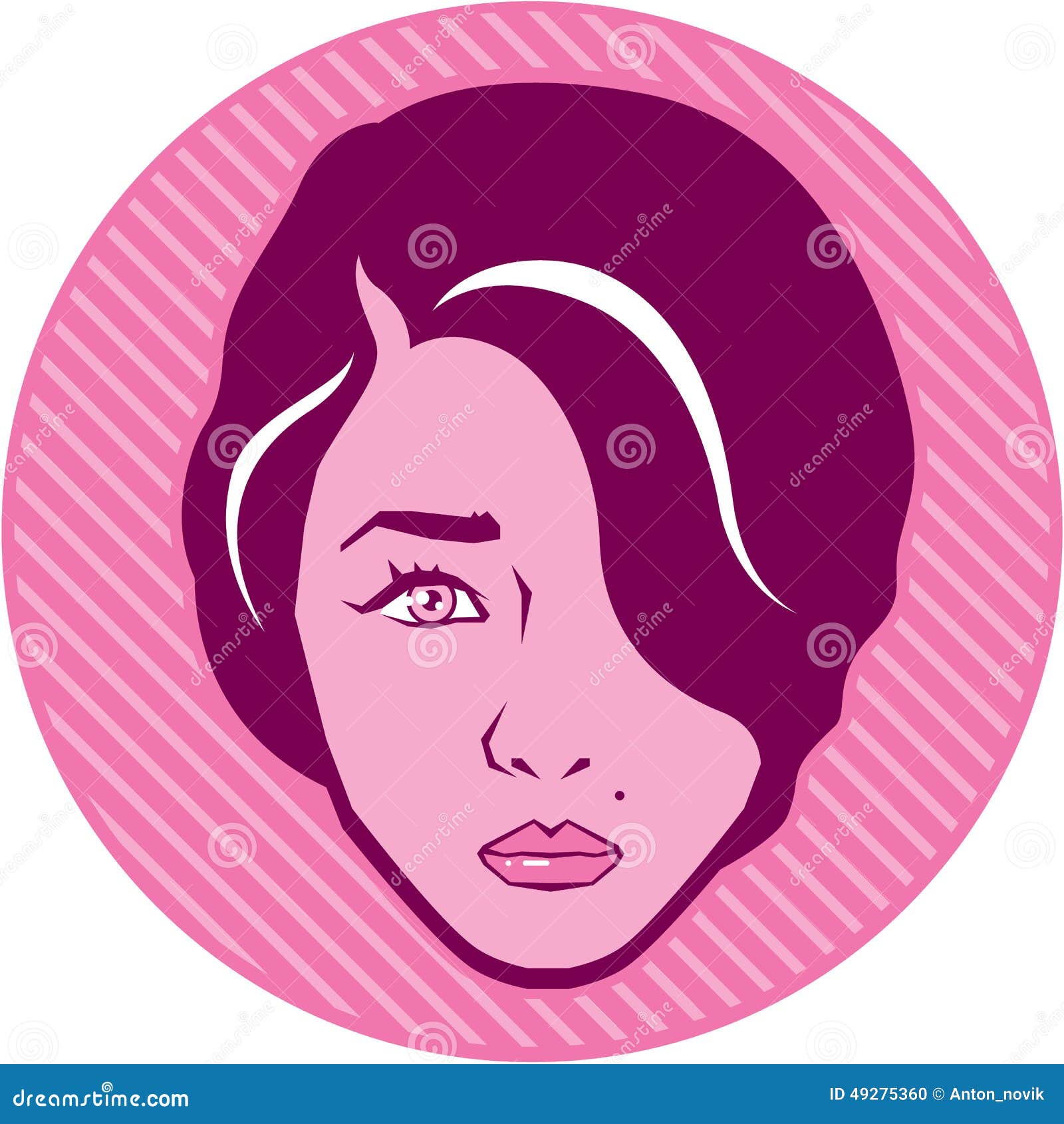 Female face retro vector stock vector. Illustration of head - 49275360