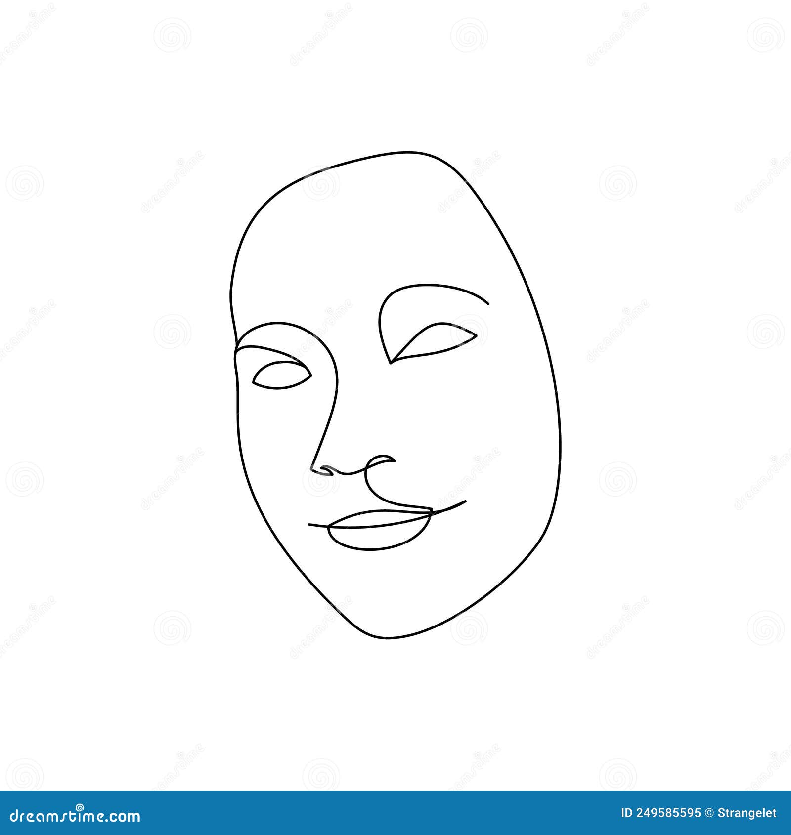 Female Face Single Line Drawing Portrait Of Young Beautiful Girl Stock