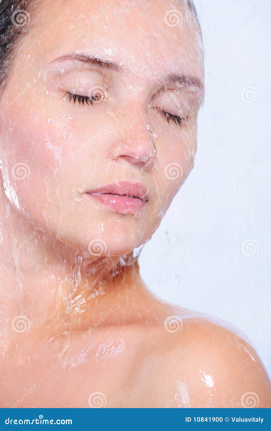 Female Face with Splash and Drops of Water Stock Photo - Image of ...