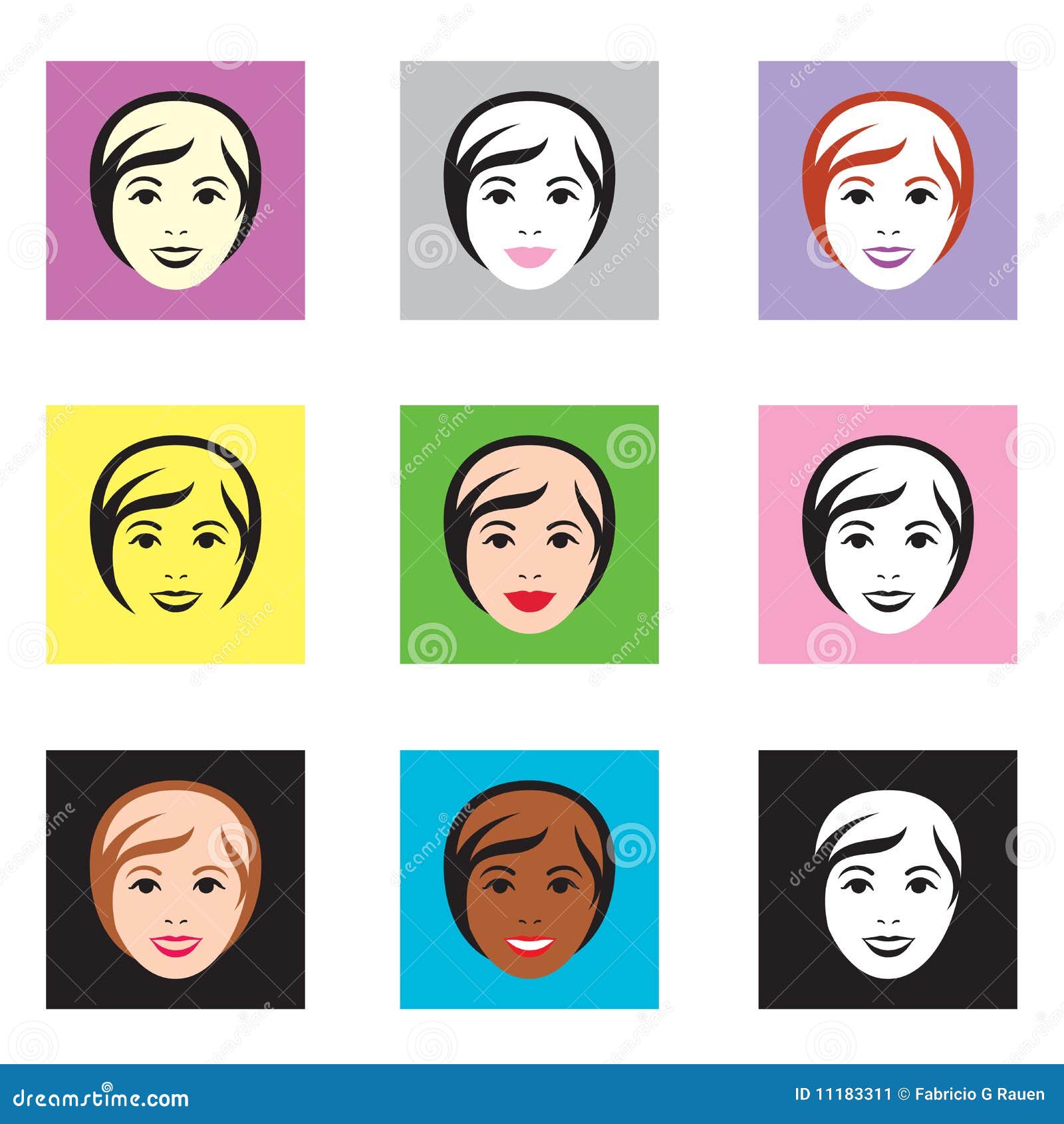 Six Female Faces Generic Mannequin Stock Illustration | CartoonDealer ...
