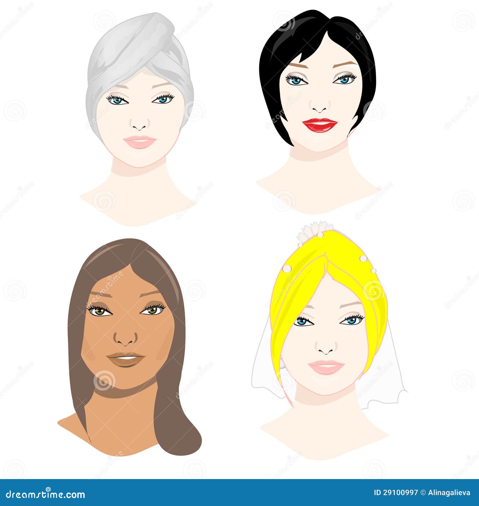 Female faces set stock illustration. Illustration of girl - 29100997