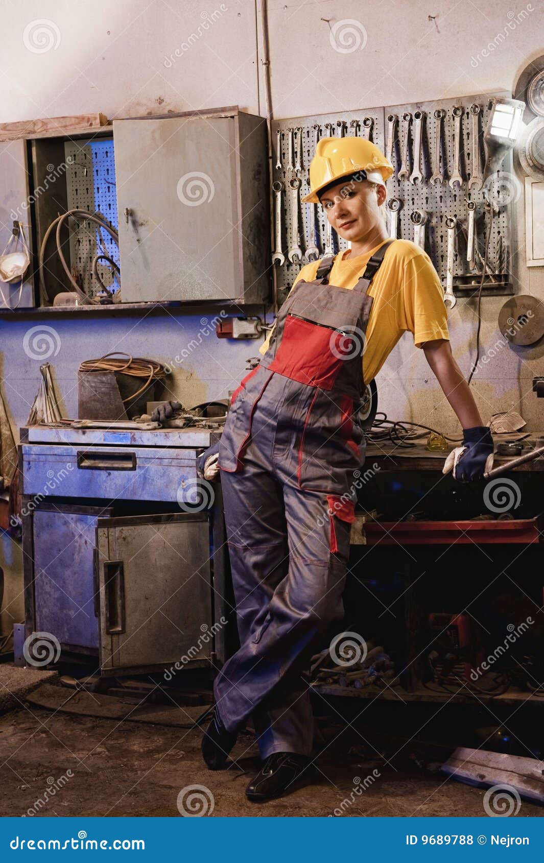 Female factory worker stock photo. Image of equipment - 9689788