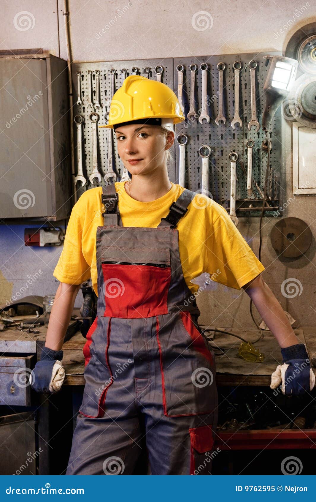 Female factory worker stock image. Image of indoors, break - 9762595