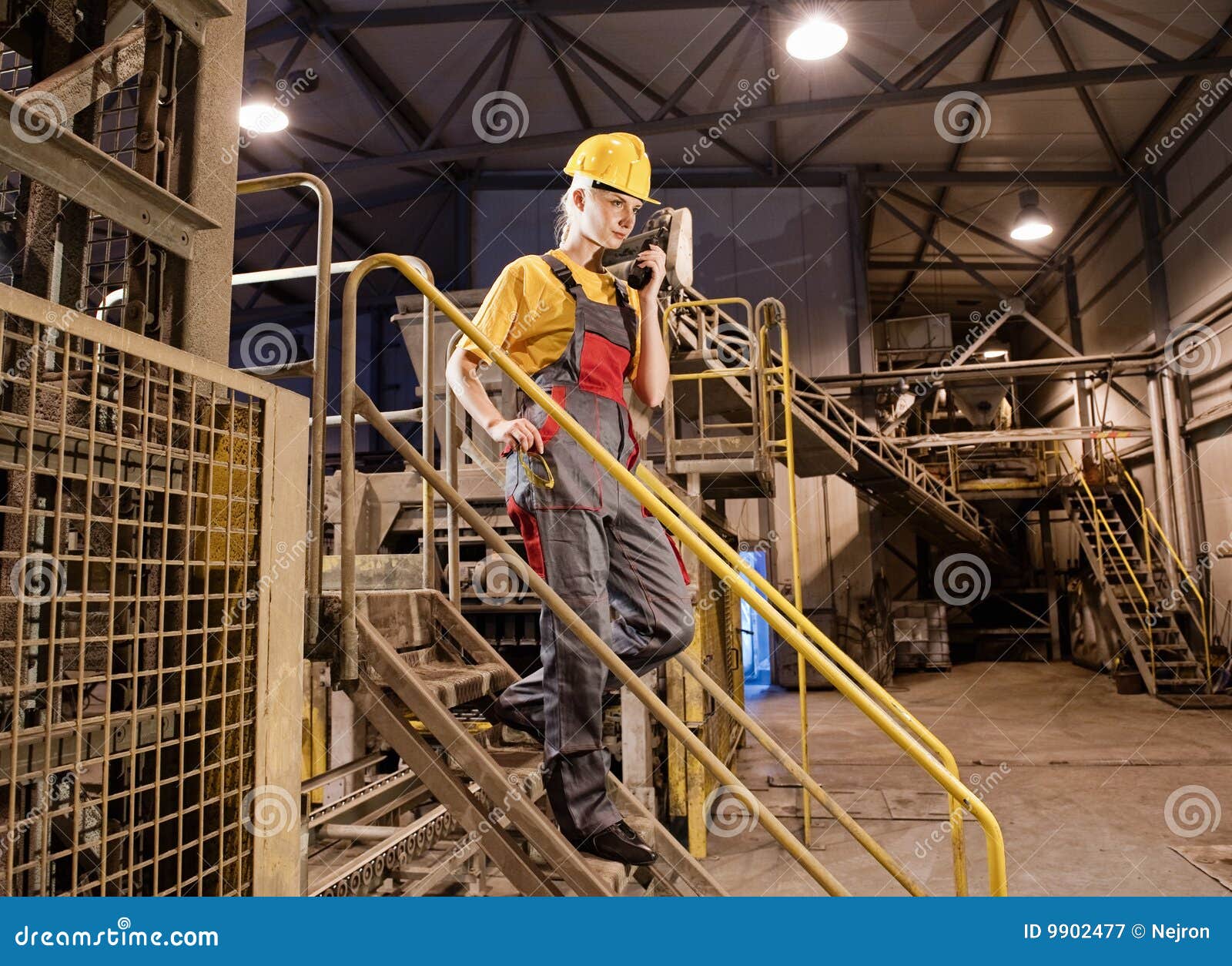 Female factory worker stock image. Image of metal, communication - 9902477