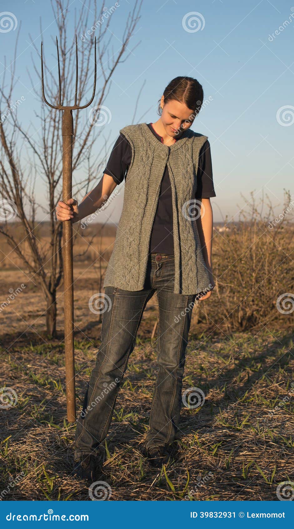 Female farmer with spade stock image. Image of person - 39832931