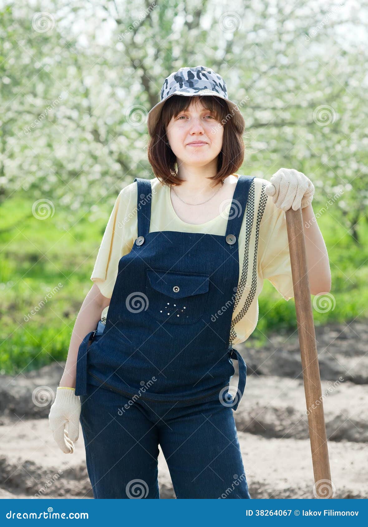Female farmer in spring stock image. Image of activity - 38264067