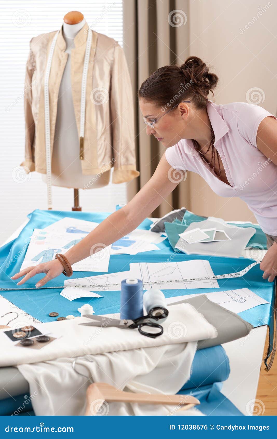 Female Fashion Designer Working at Studio Stock Photo - Image of ...