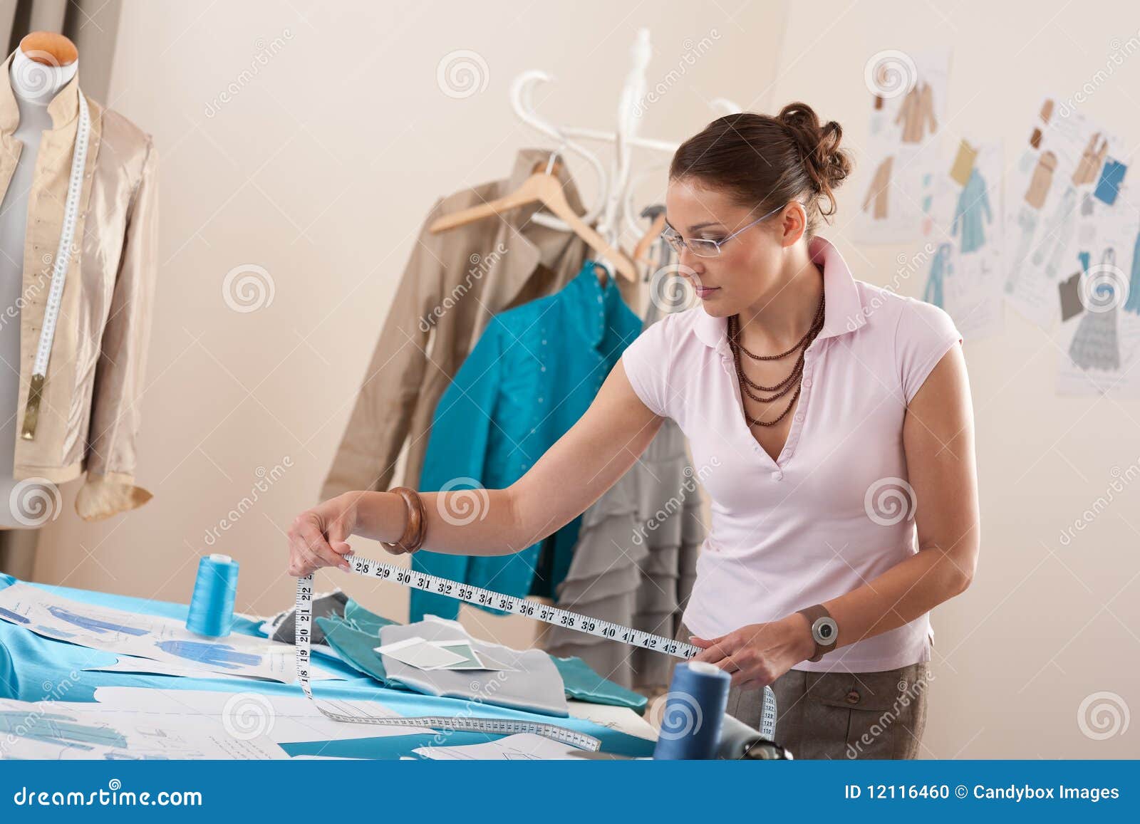 Female Fashion Designer Working at Studio Stock Photo - Image of ...