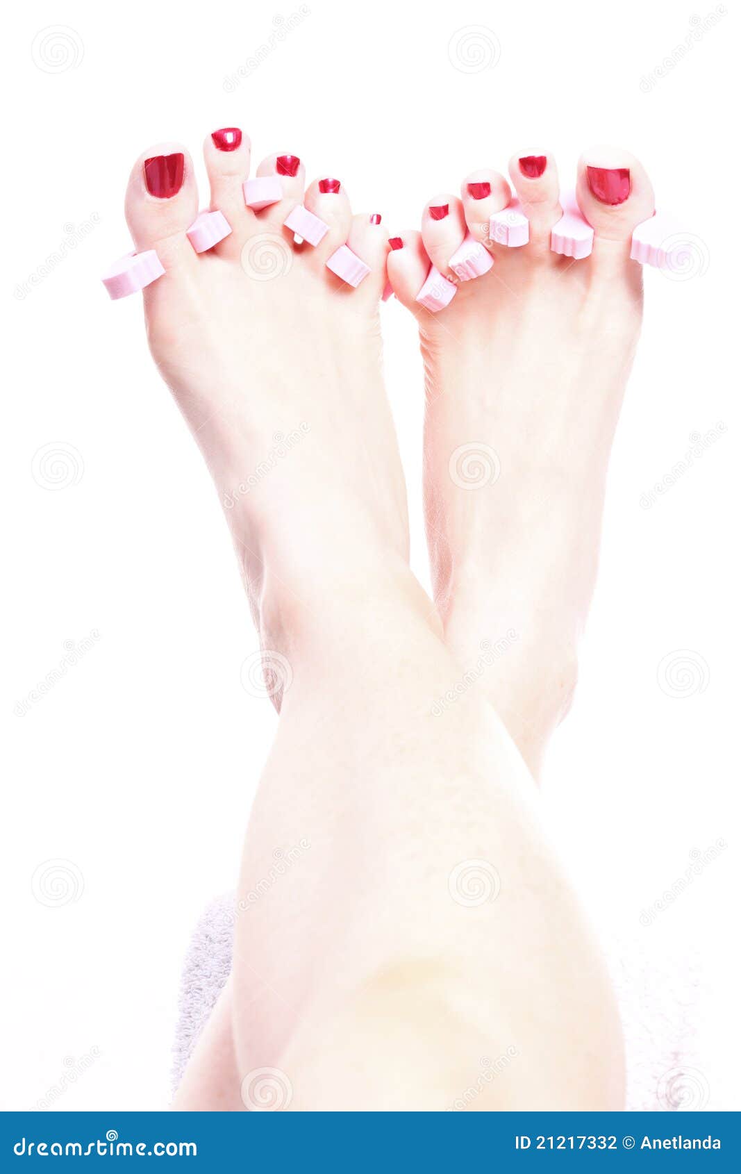 Female Feet Red Polished Nails Stock Photo - Image of nail, beautiful ...