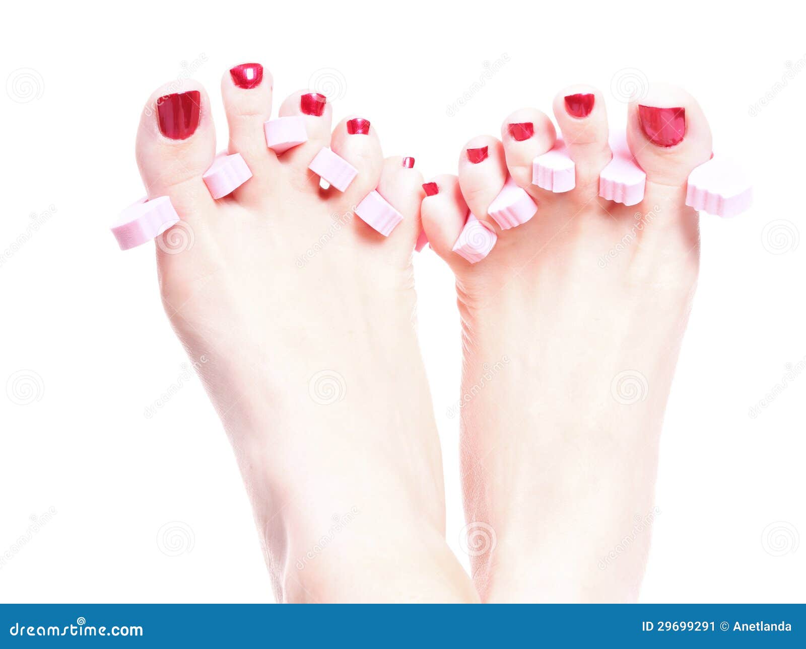Female Feet Red Polished Nails Stock Image - Image of pattern, fashion ...