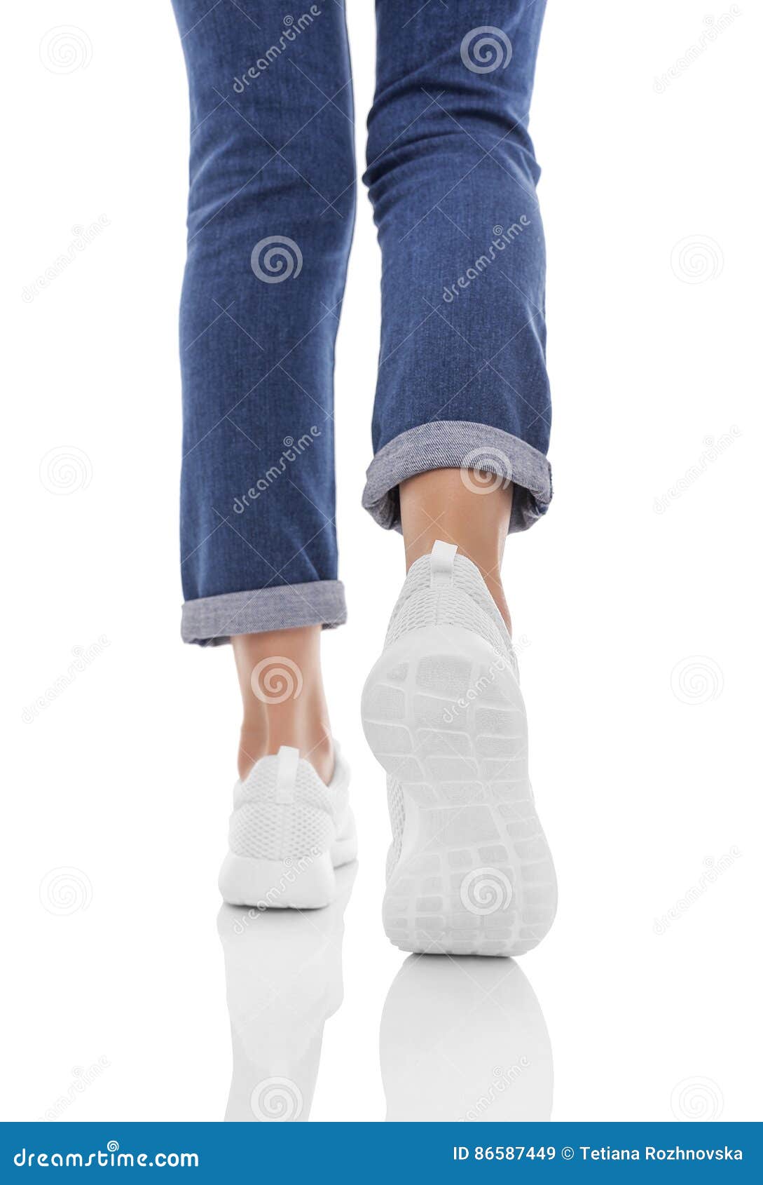 Female Feet in Sneakers. Do Step Stock Image - Image of active, spring ...