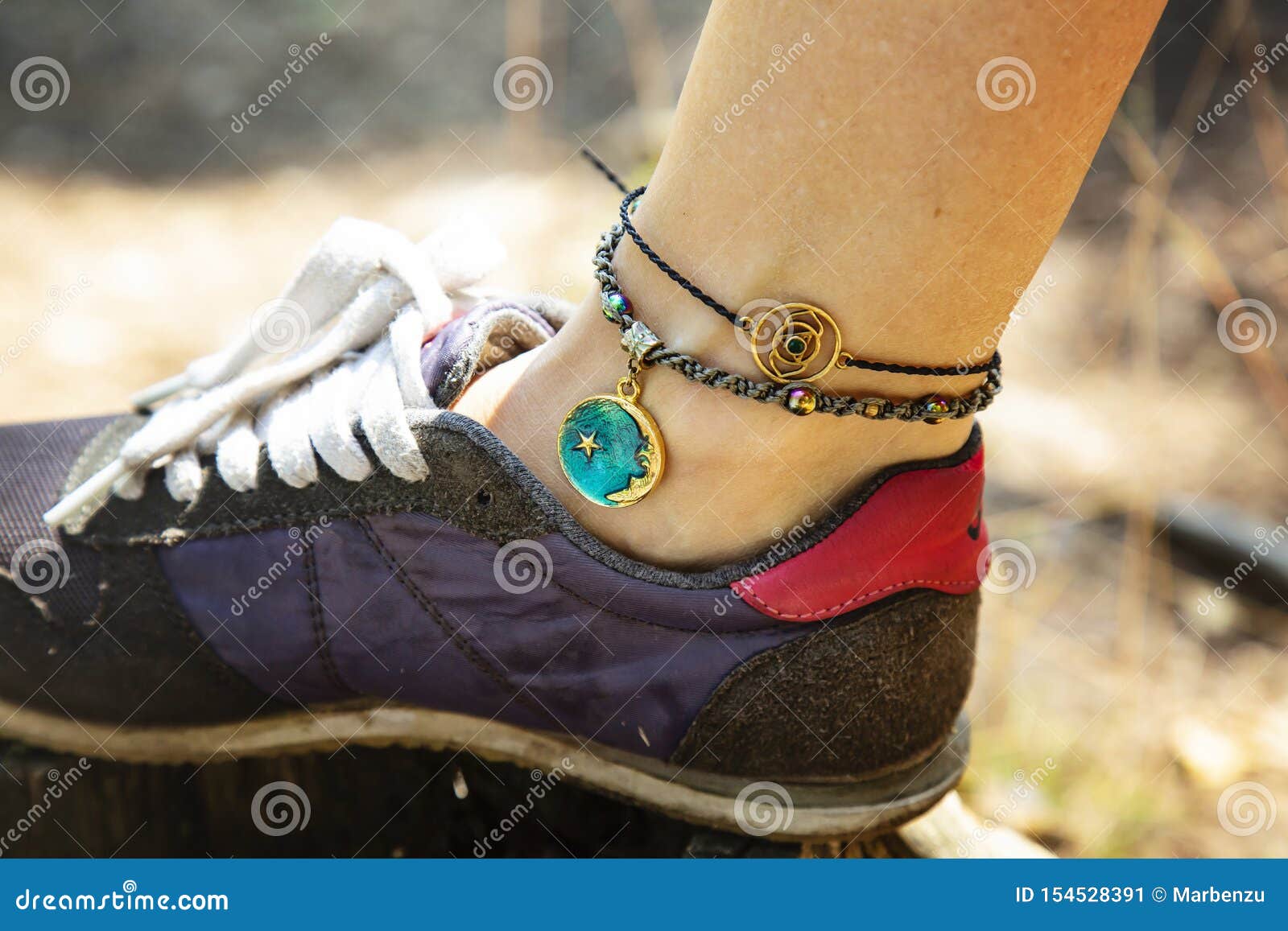 Female Feet on Stump in the Forest Stock Image - Image of ankle ...