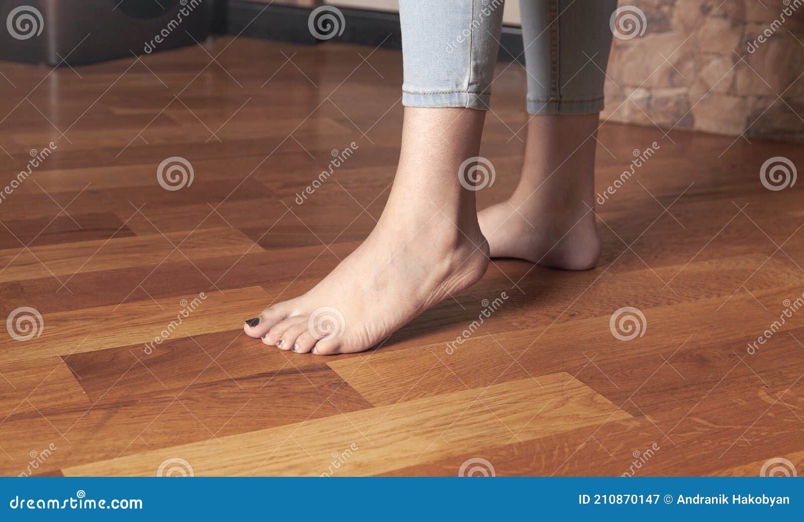 Female Feet Walking on Floor at Home Stock Image - Image of concepts ...