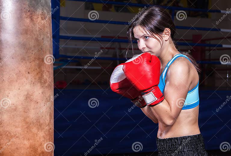 Female Fighter Posing in Combat Poses Stock Photo - Image of portrait ...