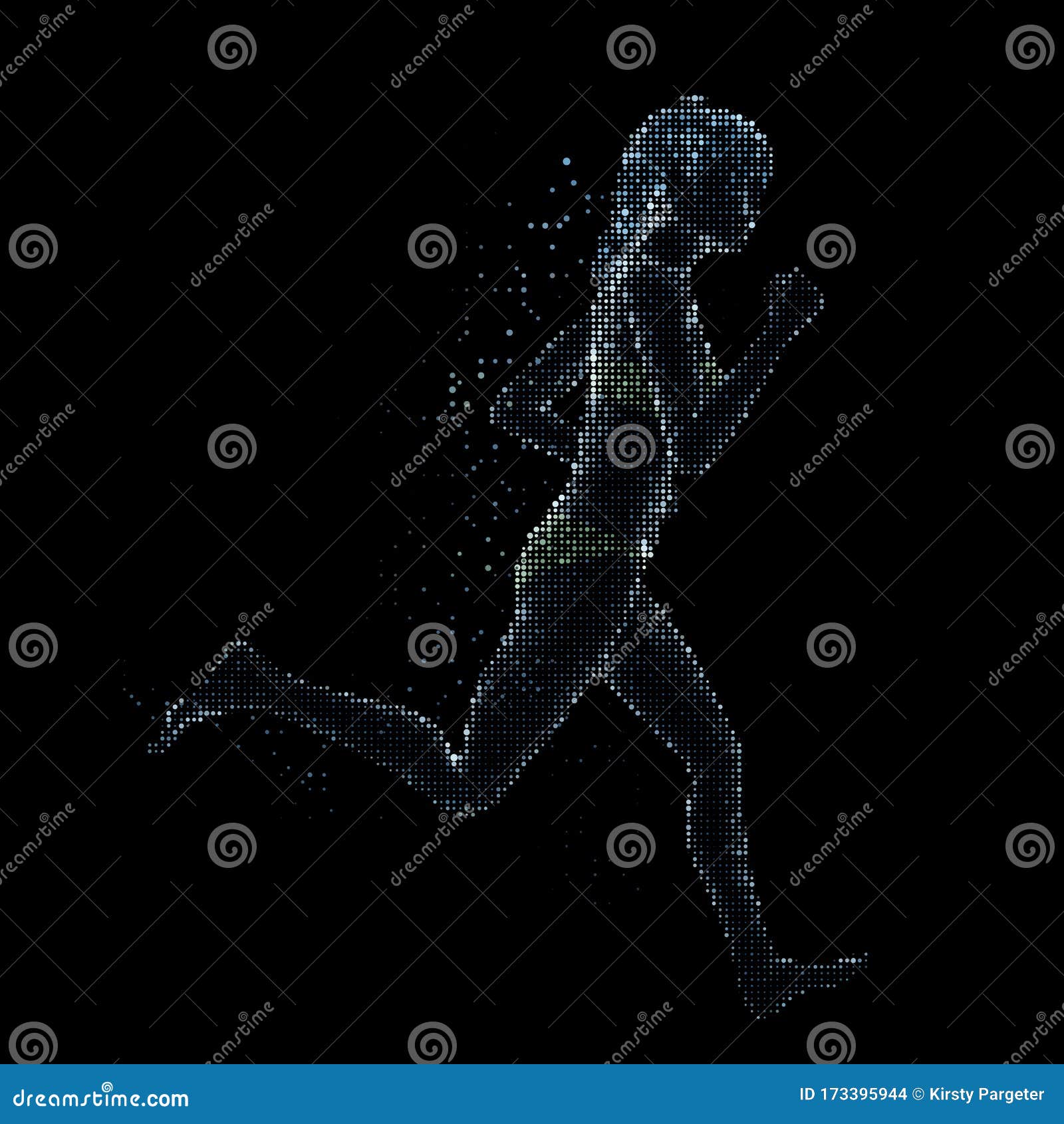Running Man & Halftone Trail Vector Illustration | CartoonDealer.com ...