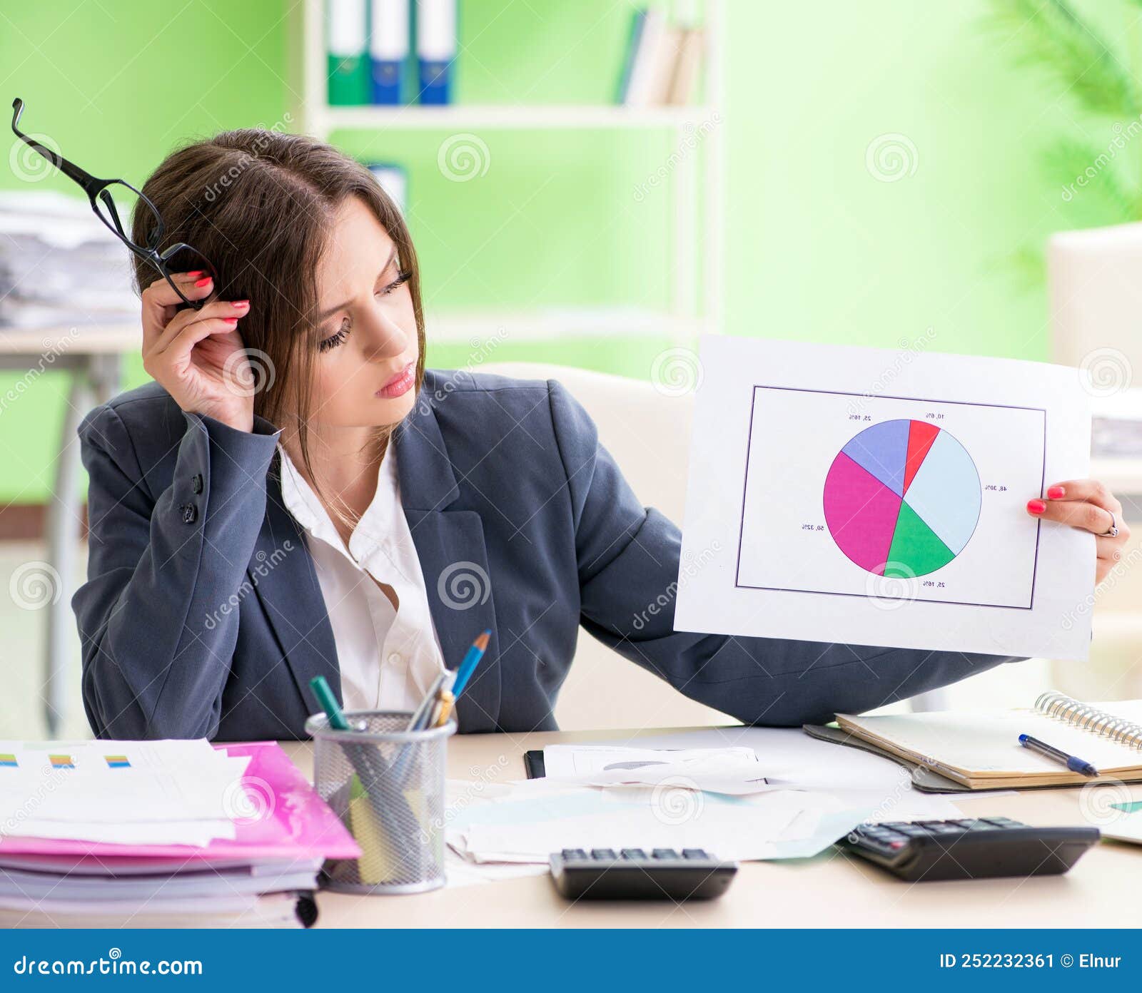 Female Financial Manager Presenting Graph Chart Sitting in the O Stock ...