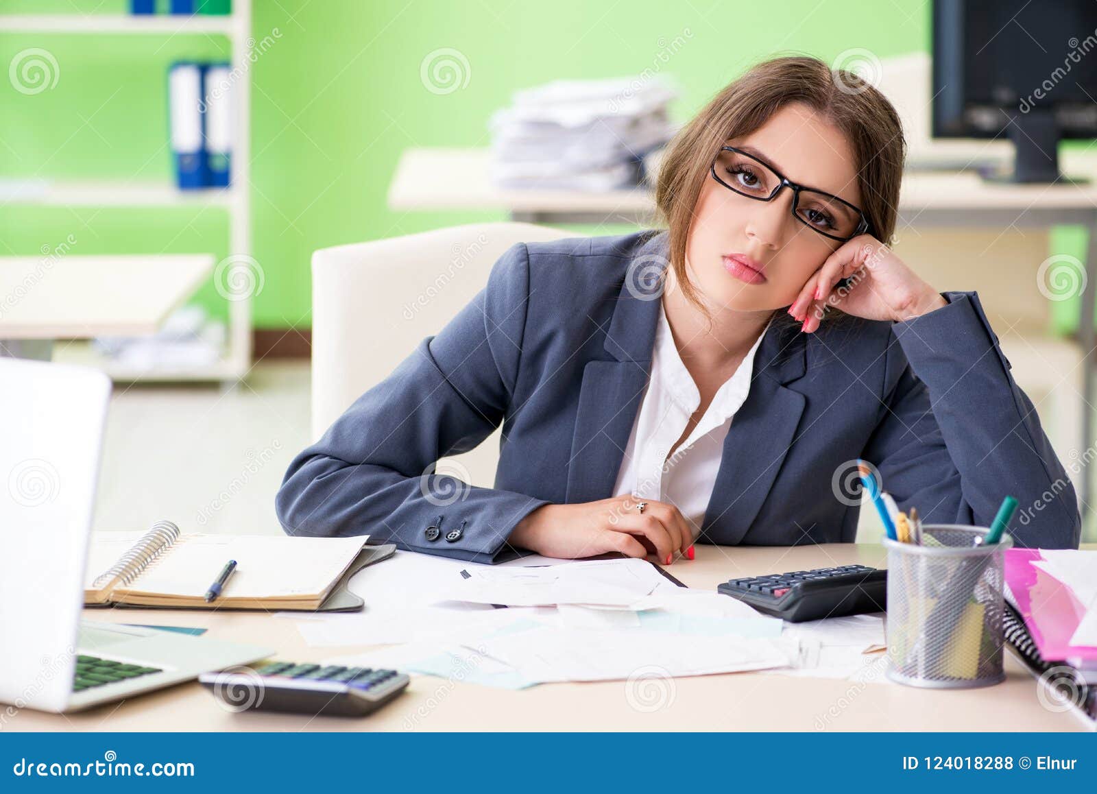 The Female Financial Manager Working in the Office Stock Photo - Image ...