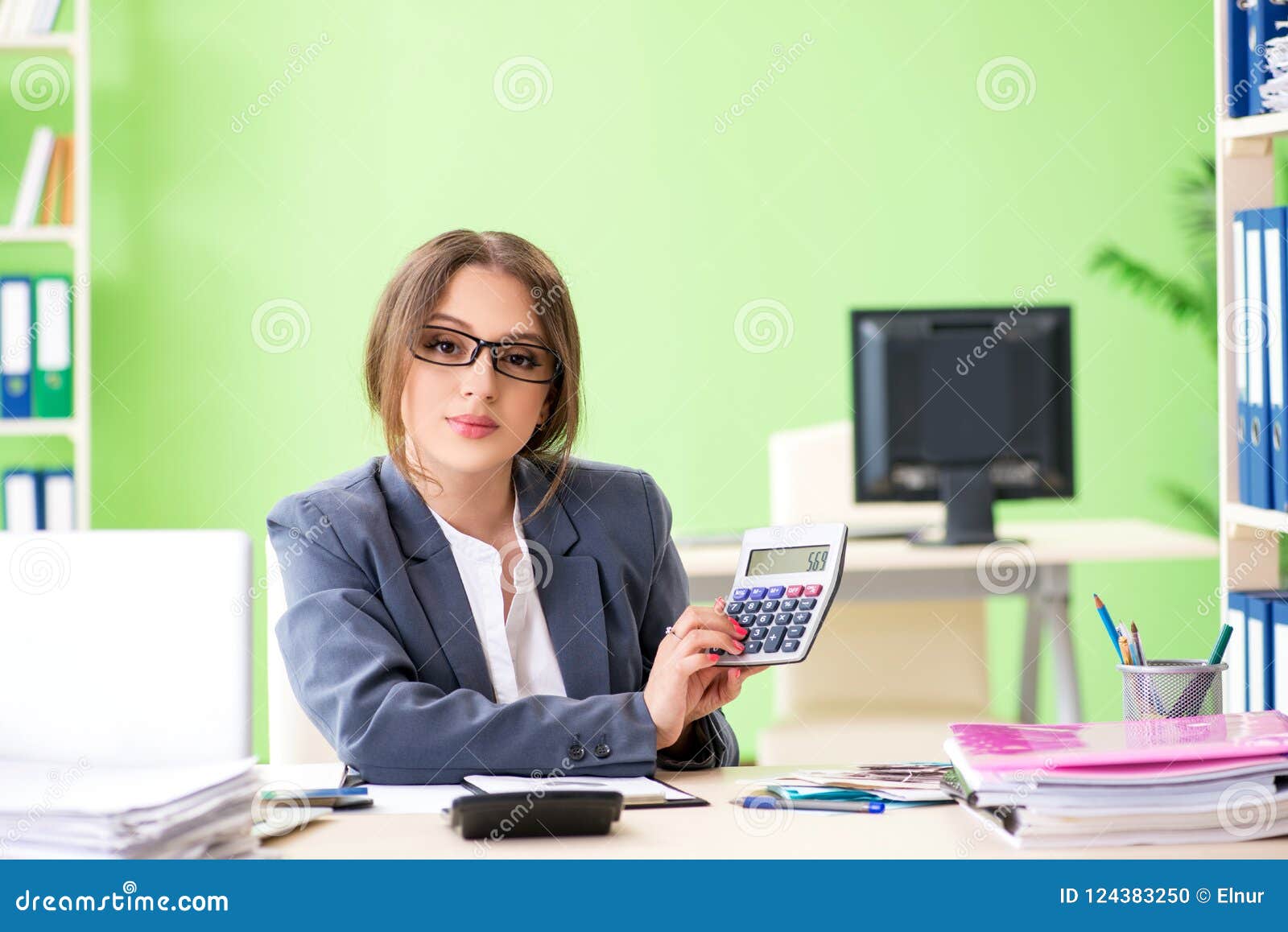 The Female Financial Manager Working in the Office Stock Photo - Image ...
