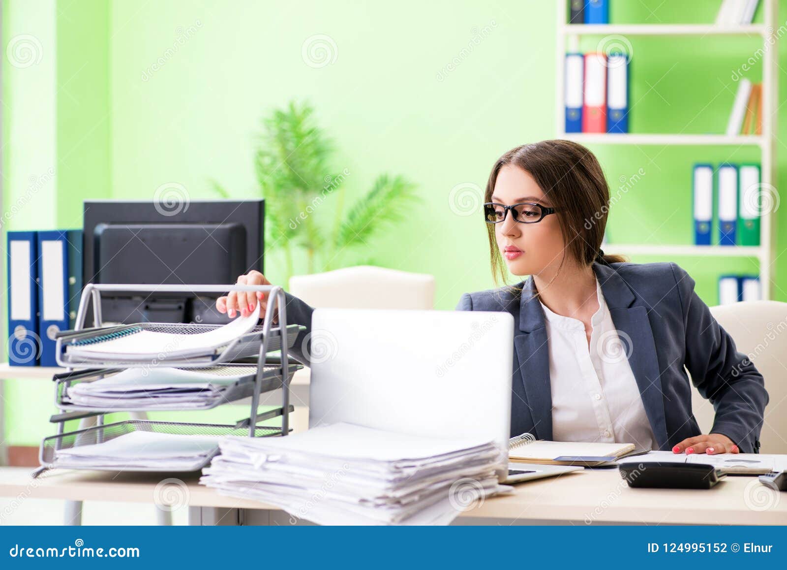 The Female Financial Manager Working in the Office Stock Photo - Image ...