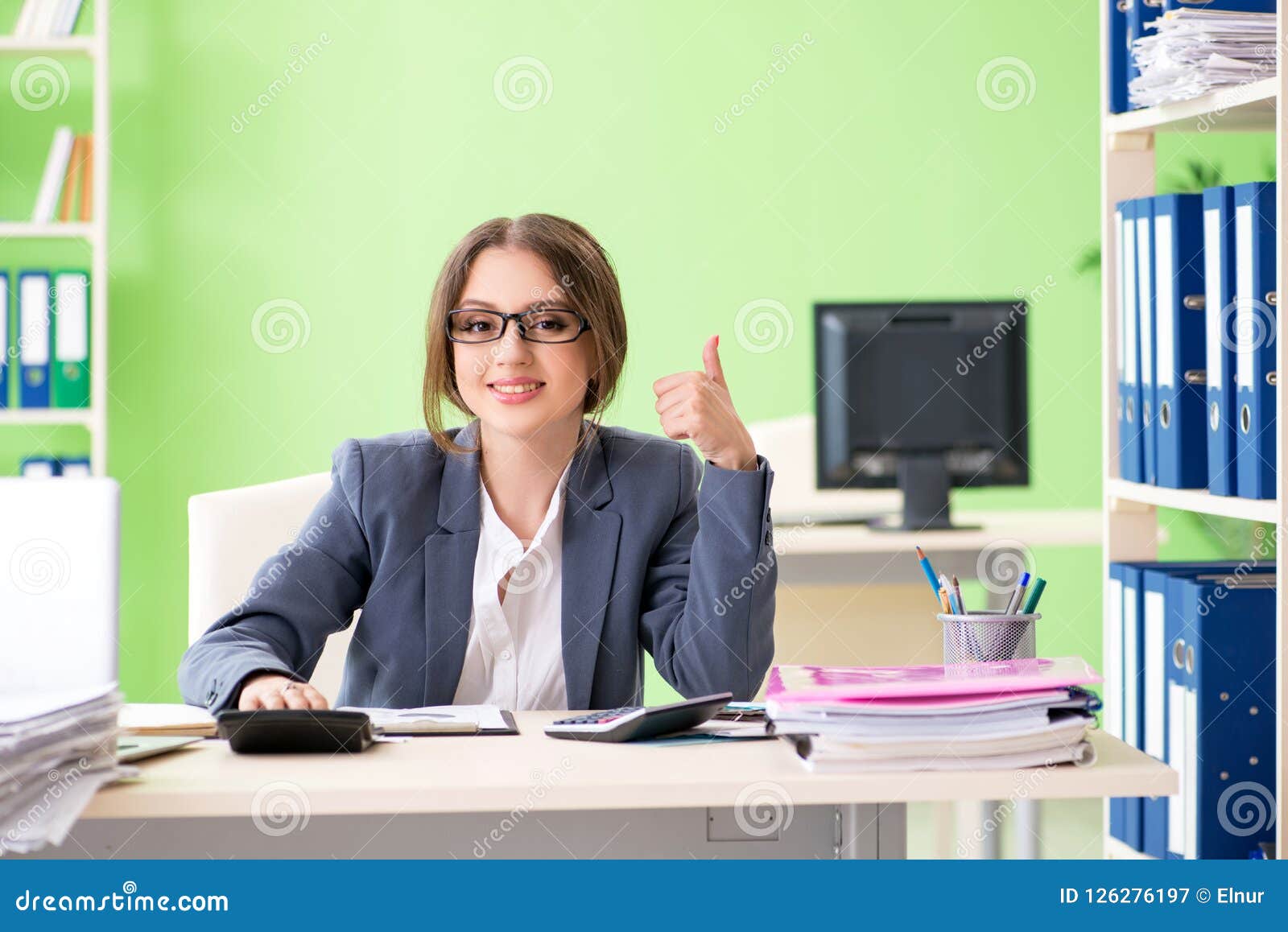 The Female Financial Manager Working in the Office Stock Image - Image ...