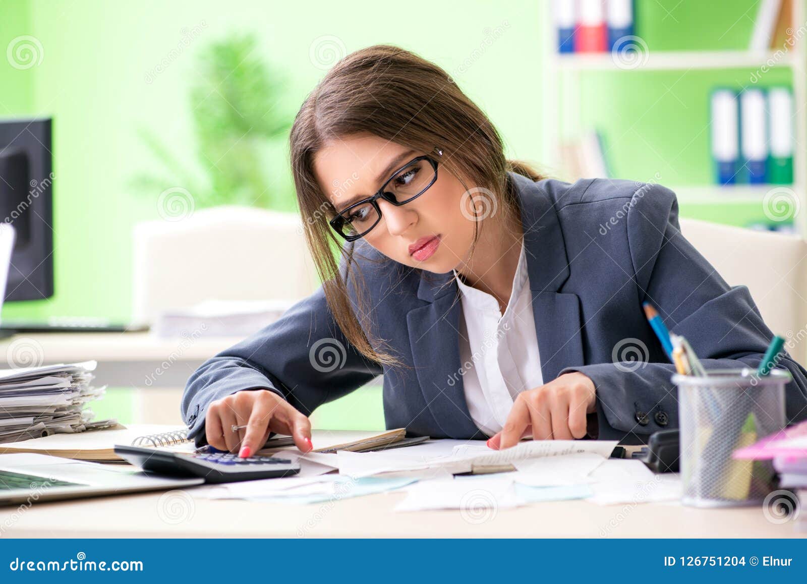 The Female Financial Manager Working in the Office Stock Photo - Image ...