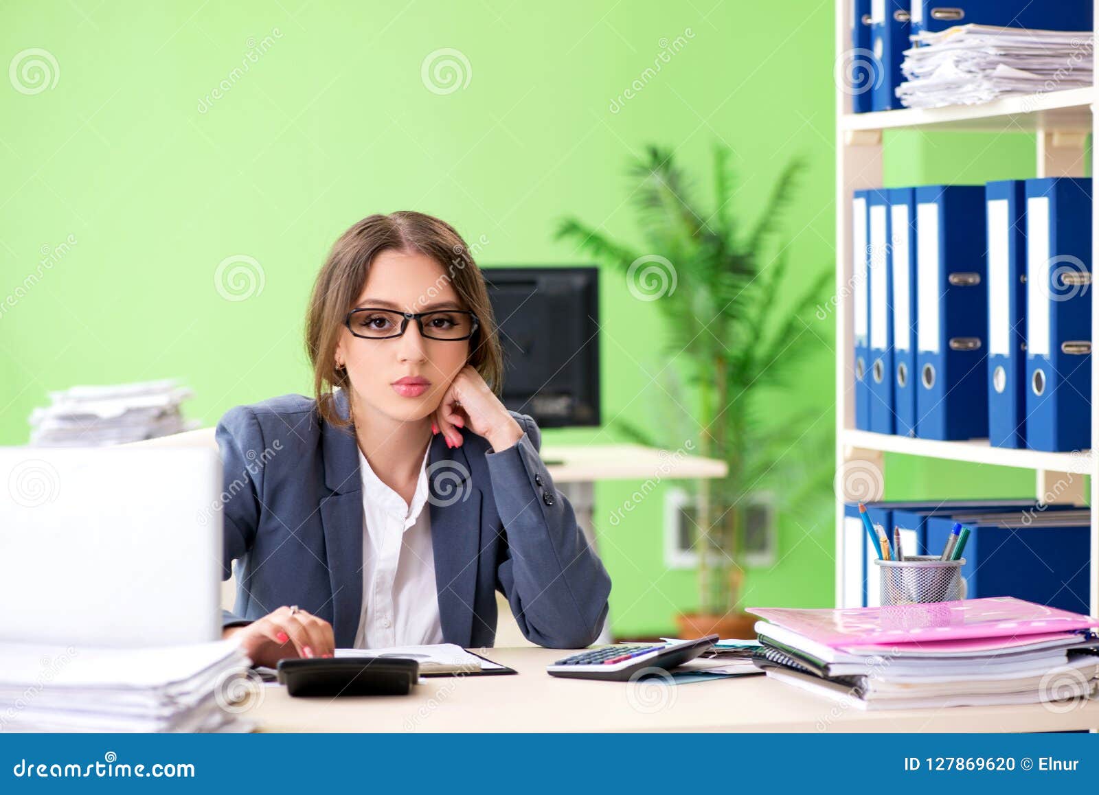 The Female Financial Manager Working in the Office Stock Photo - Image ...