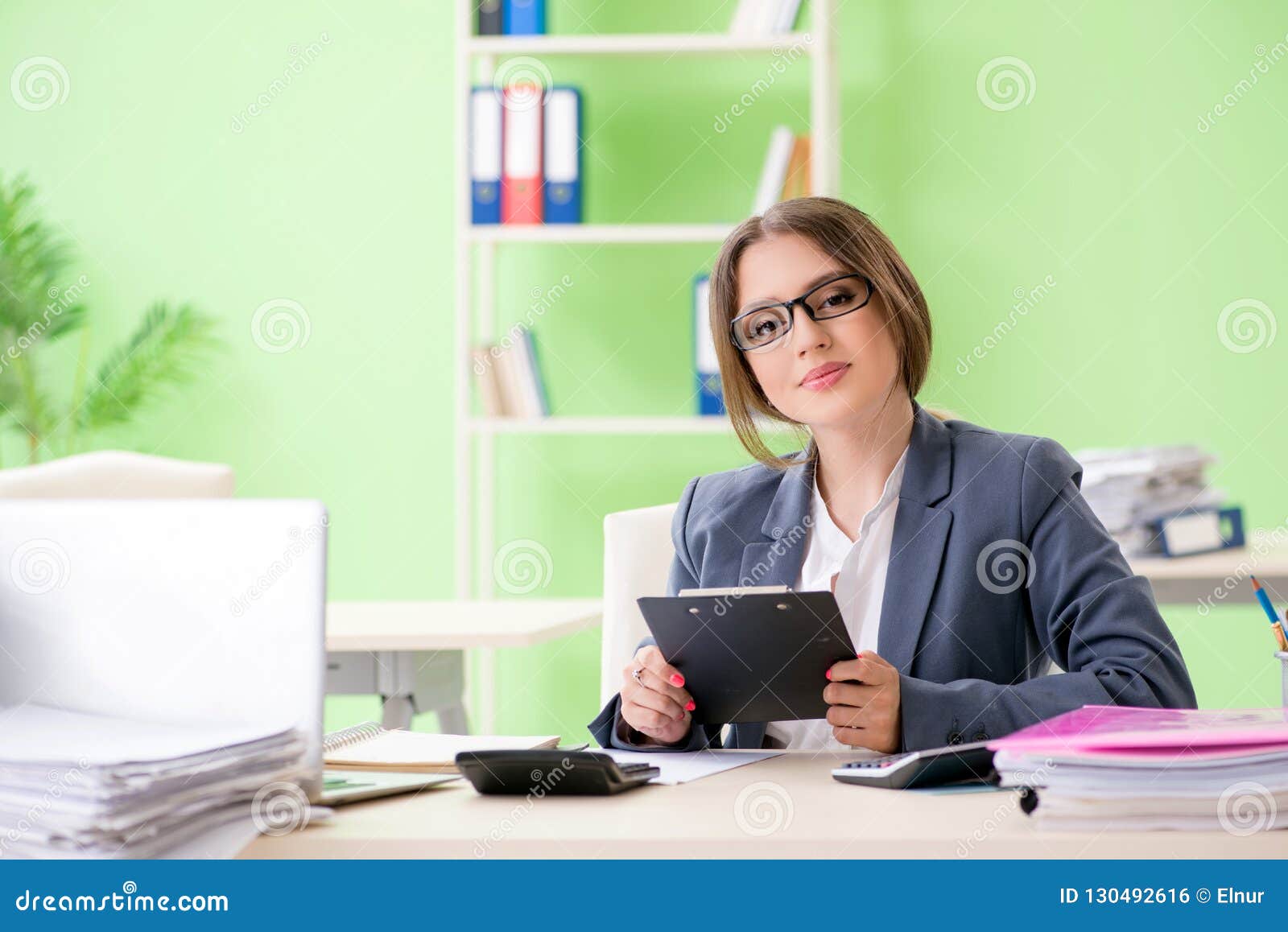 The Female Financial Manager Working in the Office Stock Photo - Image ...