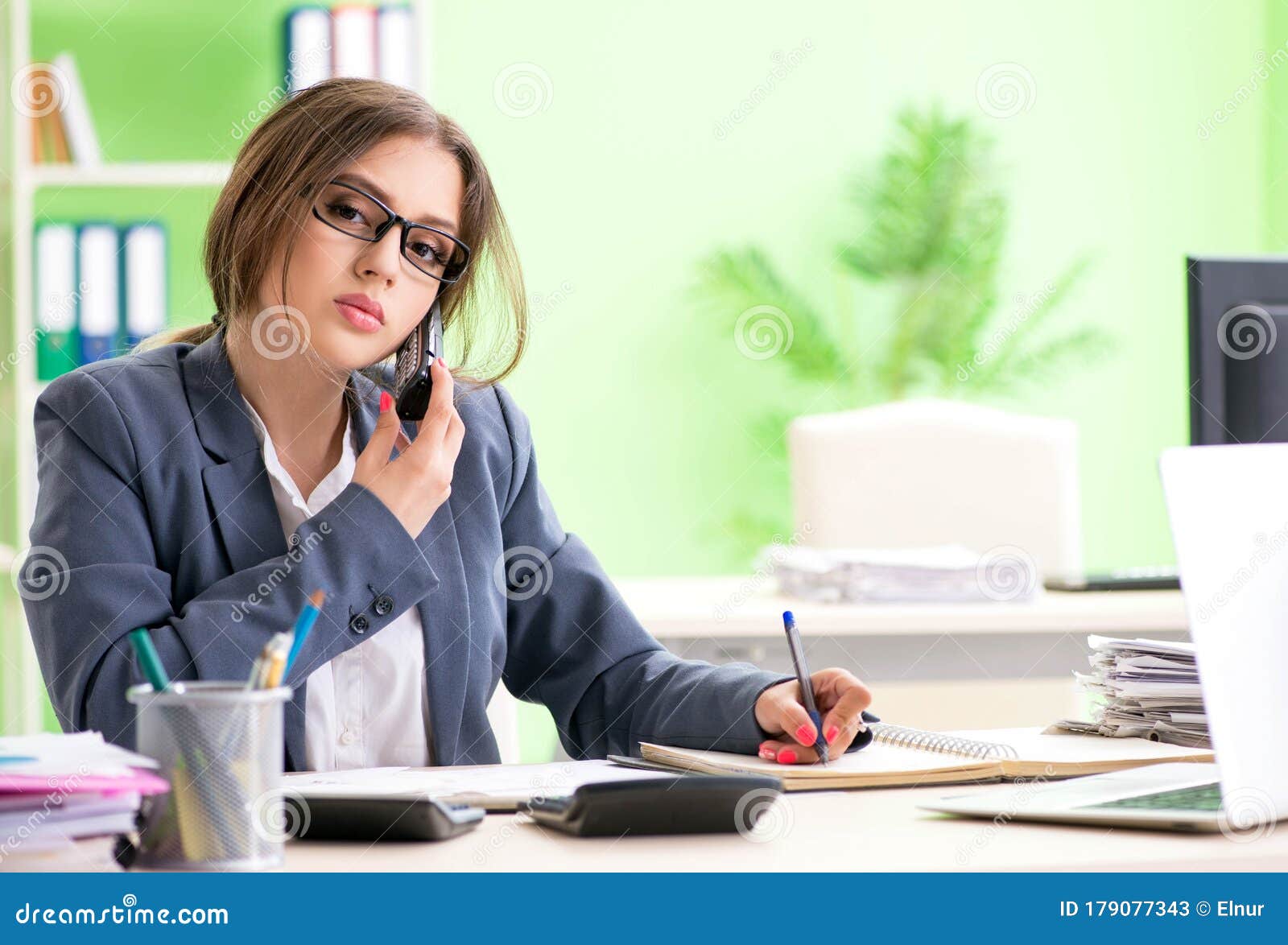 Female Financial Manager Working in the Office Stock Image - Image of ...