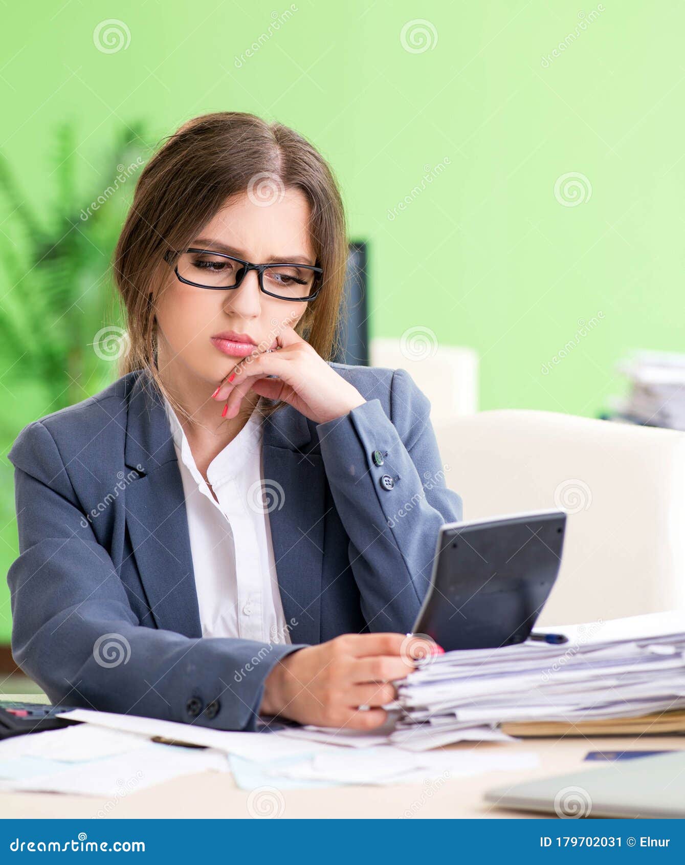 Female Financial Manager Working in the Office Stock Image - Image of ...