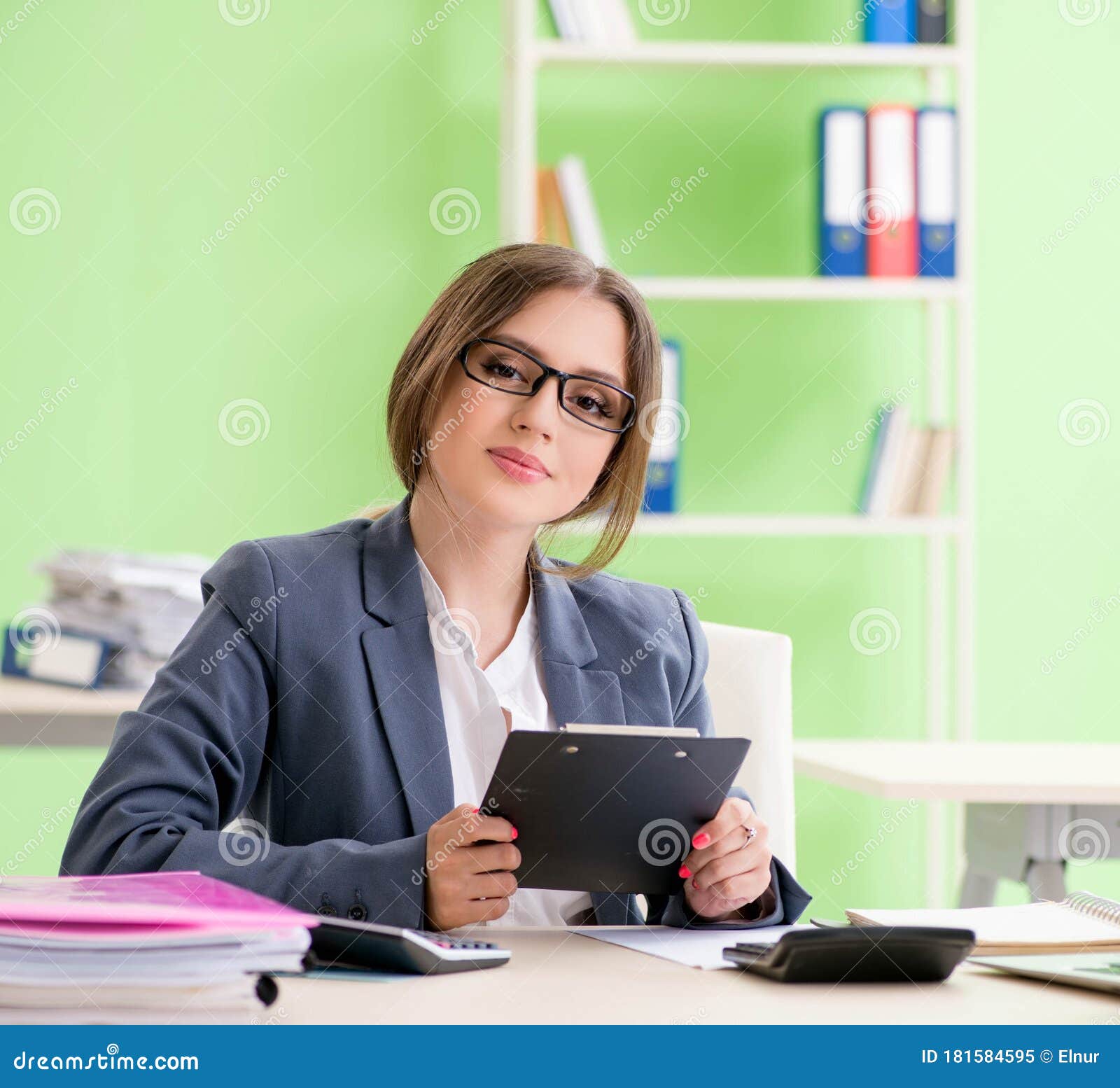 Female Financial Manager Working in the Office Stock Image - Image of ...