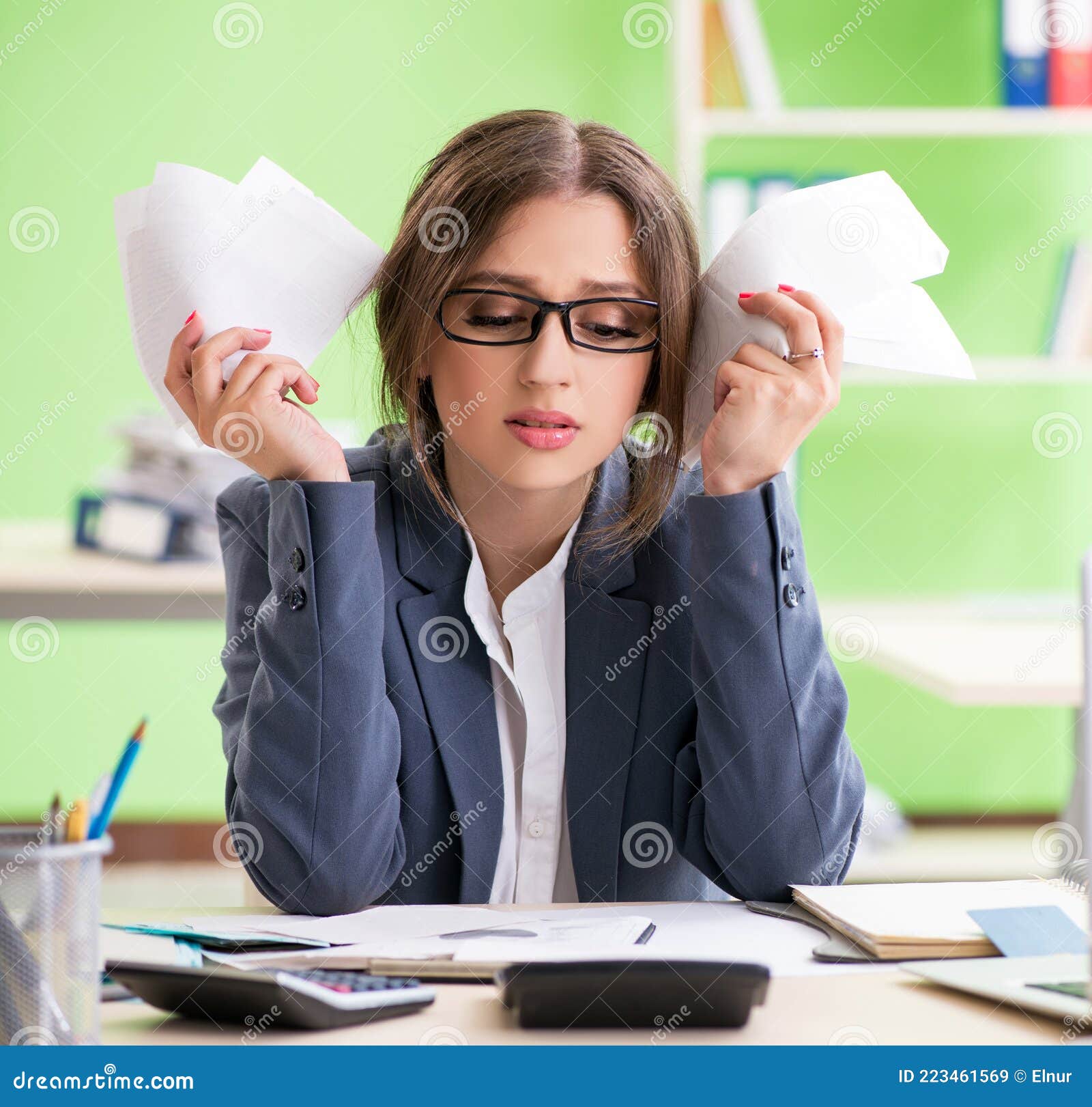 Female Financial Manager Working in the Office Stock Image - Image of ...