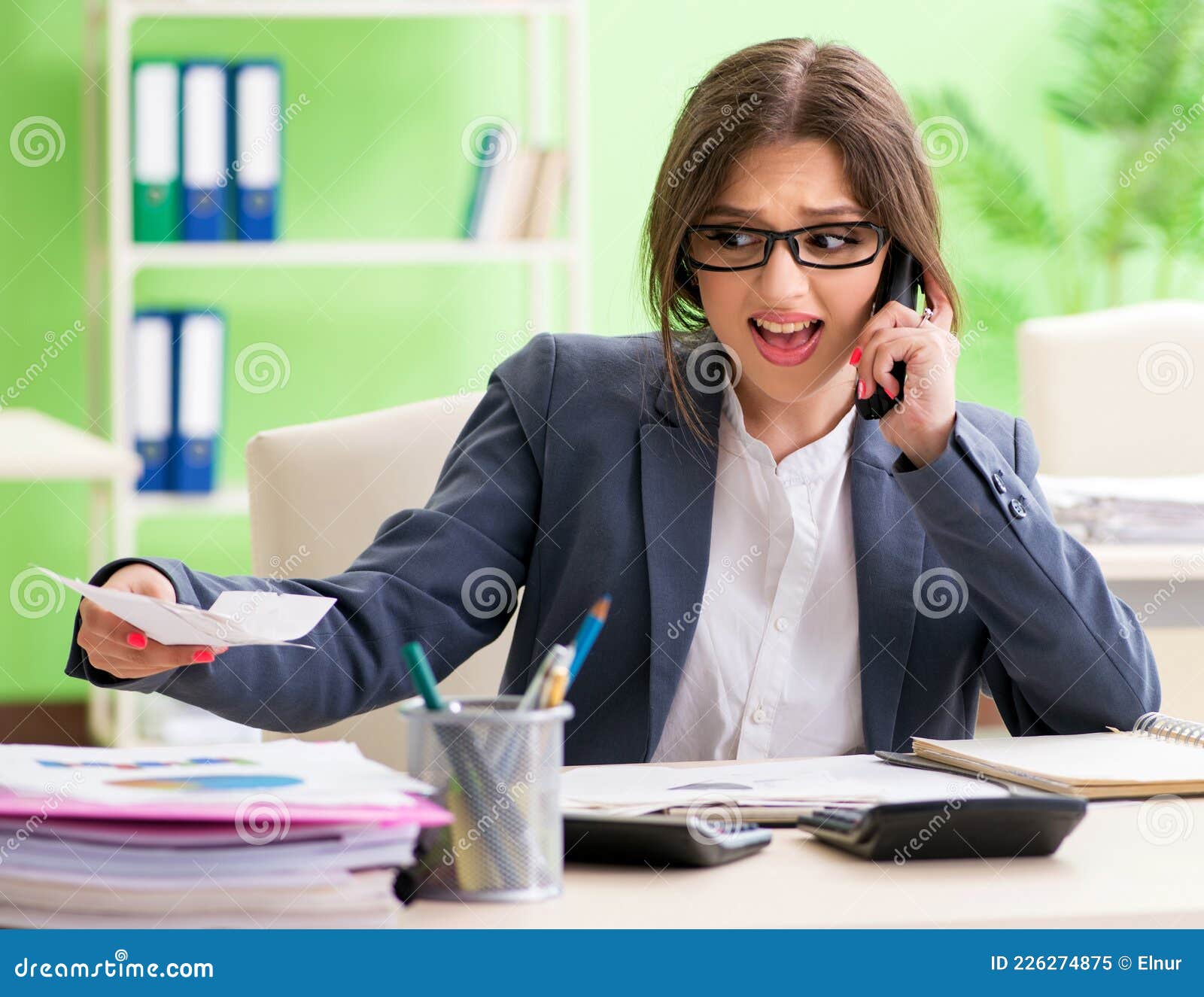Female Financial Manager Working in the Office Stock Image - Image of ...