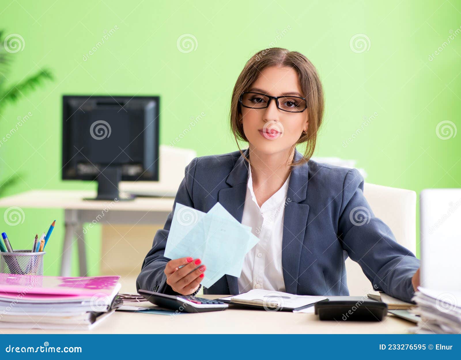 Female Financial Manager Working in the Office Stock Image - Image of ...