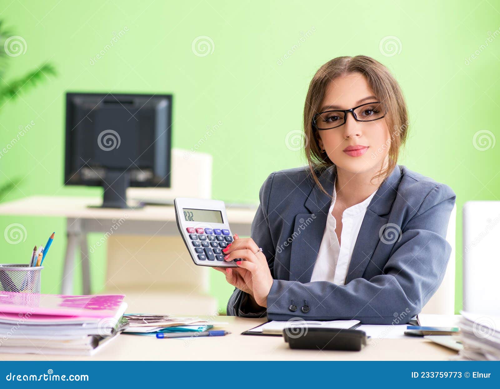 Female Financial Manager Working in the Office Stock Image - Image of ...